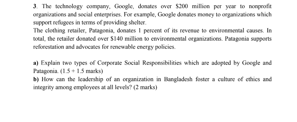 Solved The technology company, Google, donates over $200 | Chegg.com