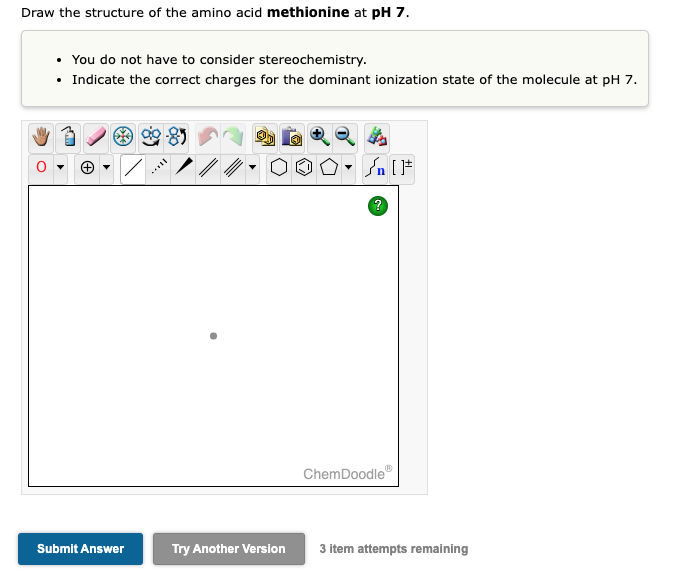 Solved Draw the structure of the amino acid methionine at pH | Chegg.com