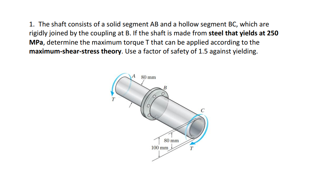 Solved 1. The shaft consists of a solid segment AB and a | Chegg.com