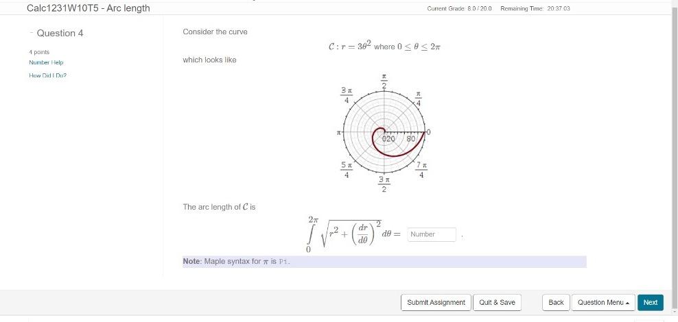 Solved C:r=3θ2 where 0≤θ≤2π which looks like The arc length | Chegg.com