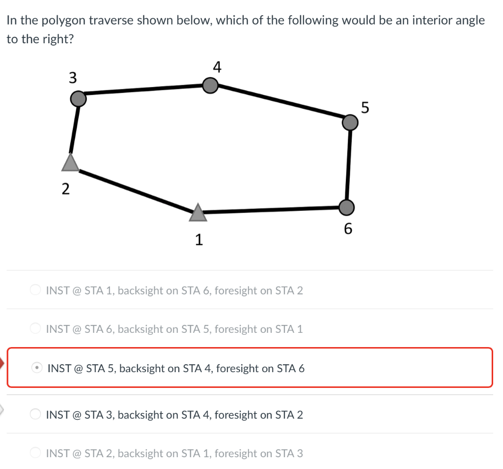 Solved In the polygon traverse shown below, which of the | Chegg.com