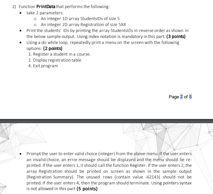 Solved 1) Function LoadData that performs the following: | Chegg.com