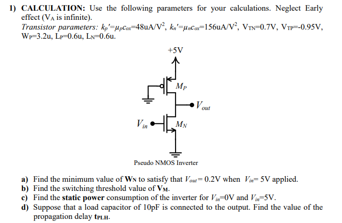 Solved 1) CALCULATION: Use the following parameters for your | Chegg.com
