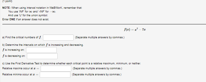 Solved NOTE: When using interval notation in WeBWork, | Chegg.com