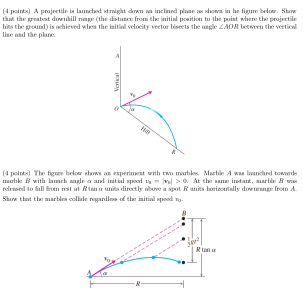 Solved (4 points) A projectile is launched straight down an | Chegg.com