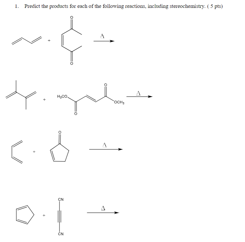 Solved 1 Predict The Products For Each Of The Following 