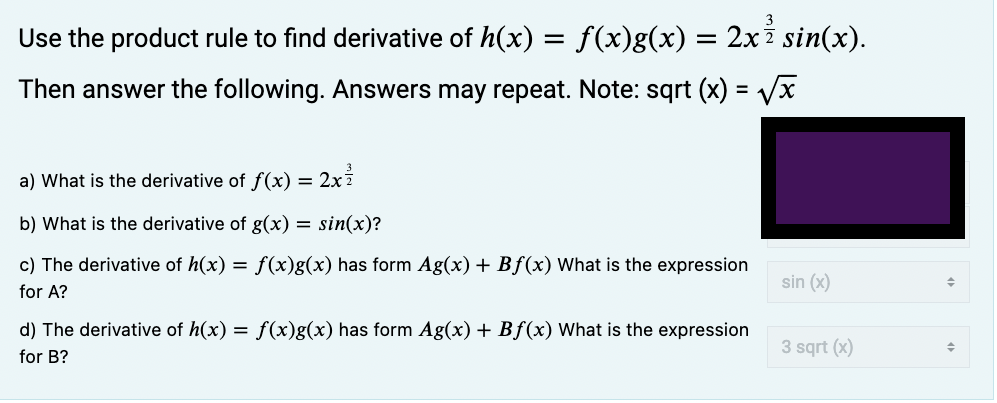 Solved Use the product rule to find derivative of | Chegg.com