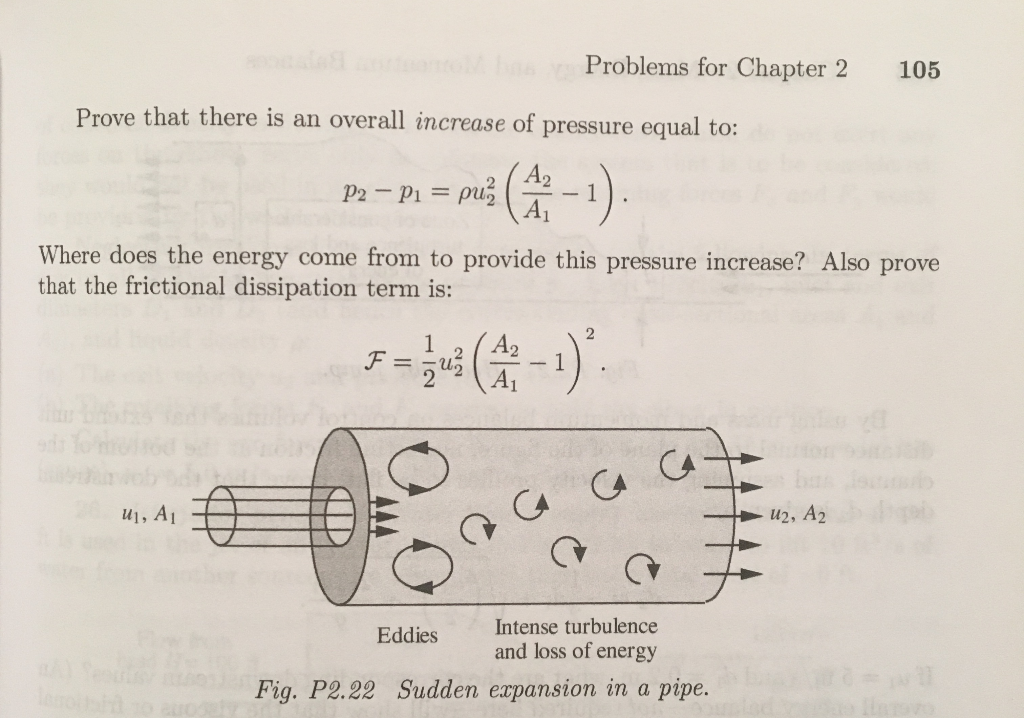 Solved 22. Sudden expansion in a pipe-M. Fig. P2.22 shows a | Chegg.com
