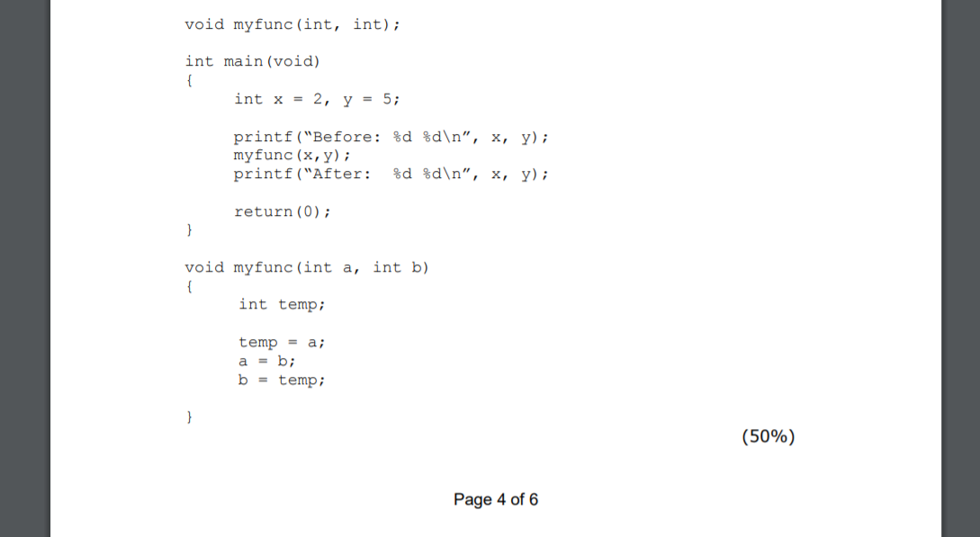(c) Consider the C program listing below, and answer | Chegg.com