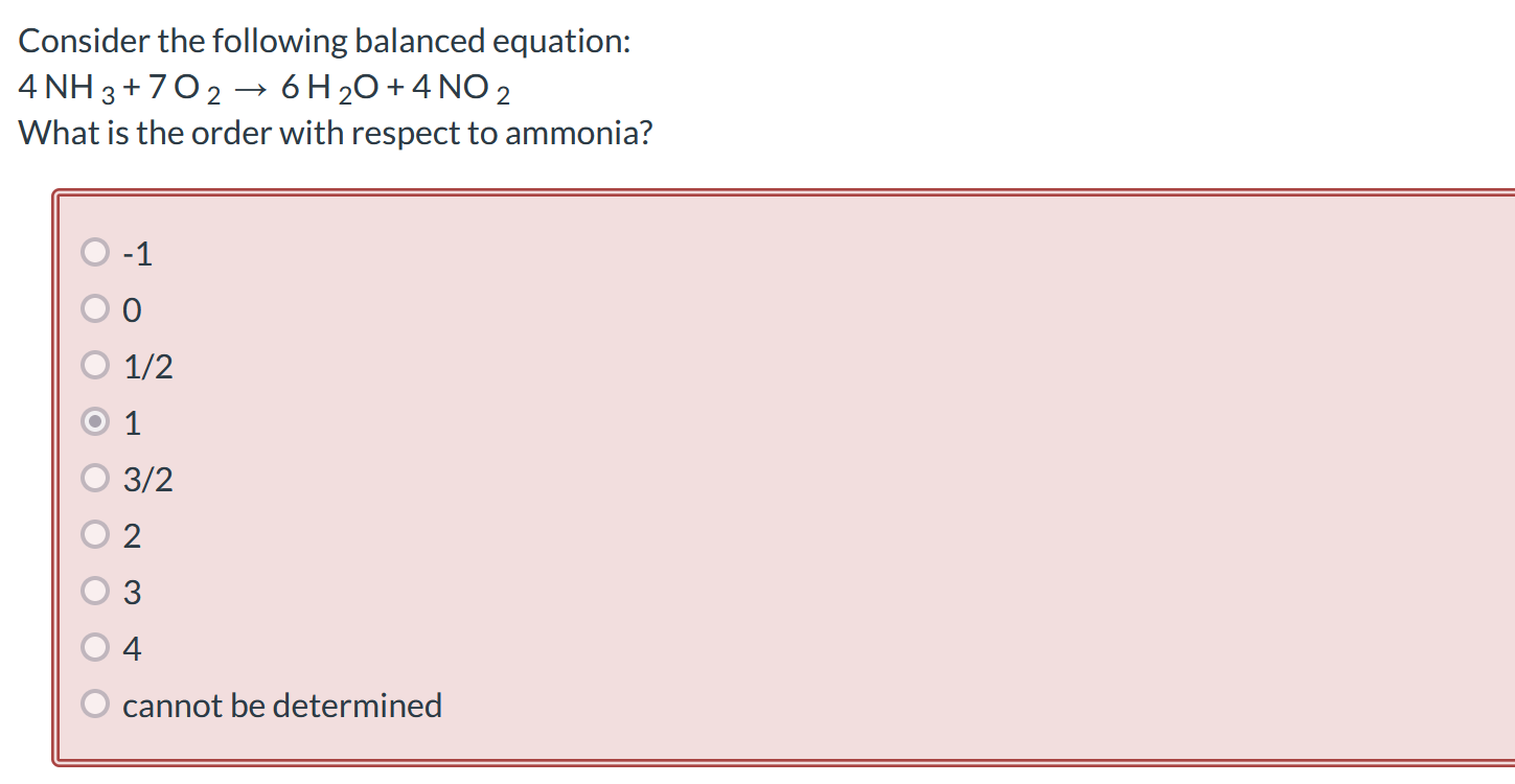 Solved Consider The Following Balanced Equation