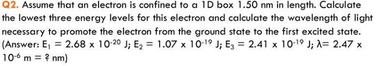 Solved Q2. ﻿Assume that an electron is confined to a 1D ﻿box | Chegg.com