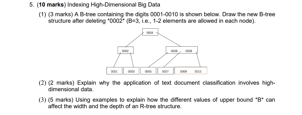 Solved (10 marks) Indexing High-Dimensional Big Data (1) (3 | Chegg.com Solved (10 marks) Indexing High-Dimensional Big Data (1) (3 | Chegg.com