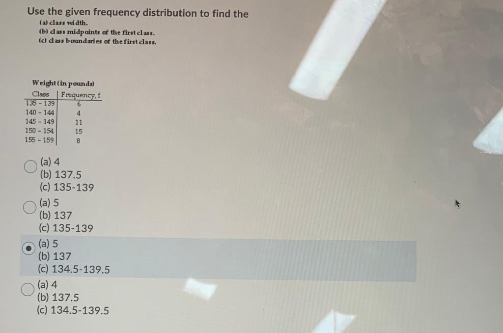 Solved Use the given frequency distribution to find the (a) | Chegg.com
