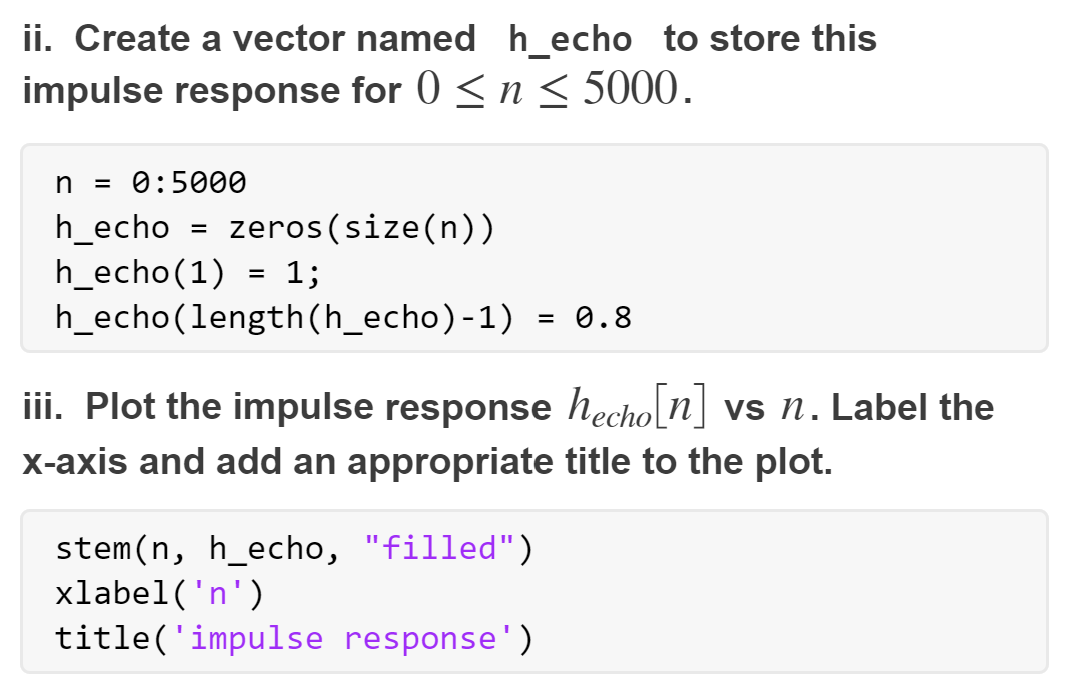 Solved Task 2. An echo system - Impulse response of the echo | Chegg.com