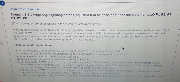 Solved Required information Problem 3-3A Preparing adjusting | Chegg.com