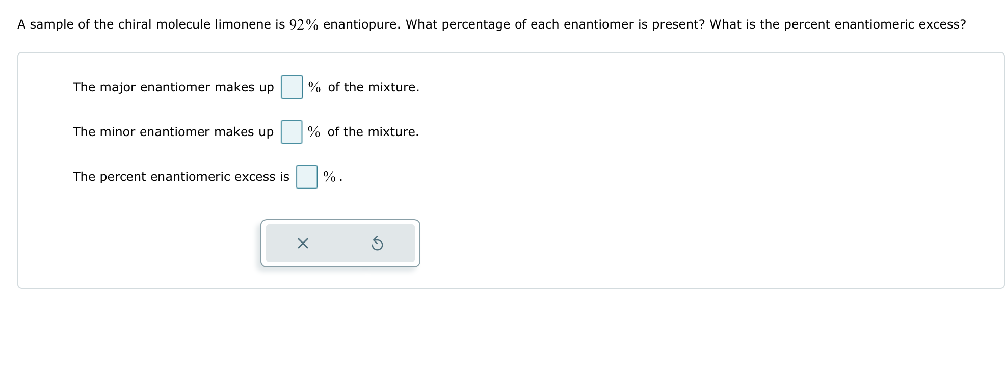 A sample of the chiral molecule limonene is 92% | Chegg.com