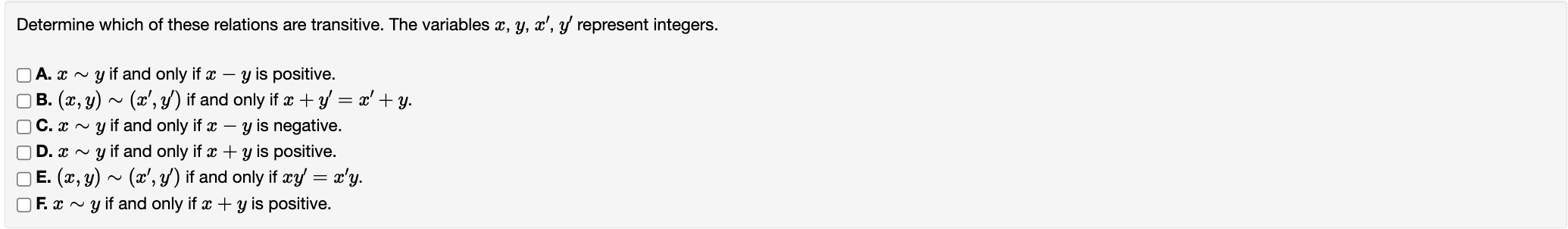 Solved Determine which of these relations are transitive. | Chegg.com