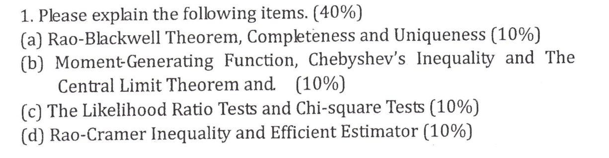 Solved 1. Please explain the following items. (40%) (a) | Chegg.com