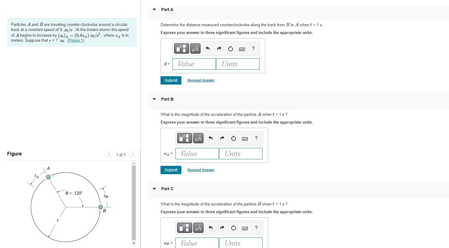 Solved Particles A and B are traveling counter-clockwise | Chegg.com