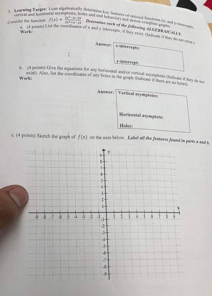 Solved 3. Learning Target: I can algebraically determine key | Chegg.com