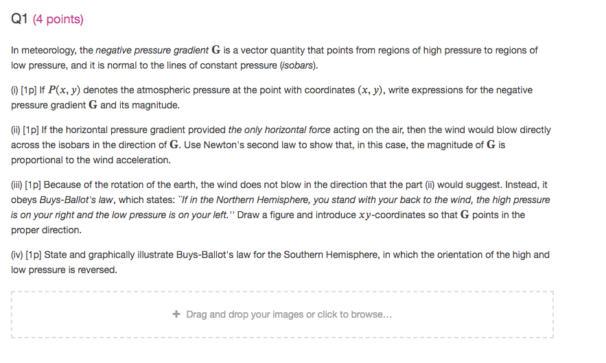 Q1 (4 points) In meteorology, the negative pressure | Chegg.com