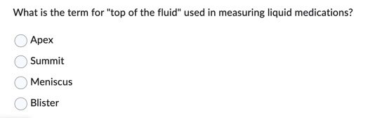 Solved What is the term for "top of the fluid" used in | Chegg.com