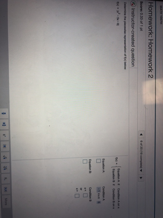 Solved MATH 1007H Homework: Homework 2 Score: 0.33 of 1 pt 6 | Chegg.com