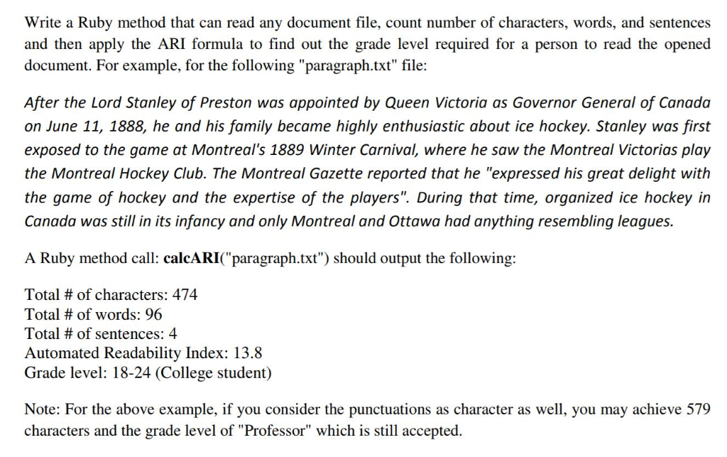 Question 2 (20 pts) Automated Readability Index (ARI) | Chegg.com