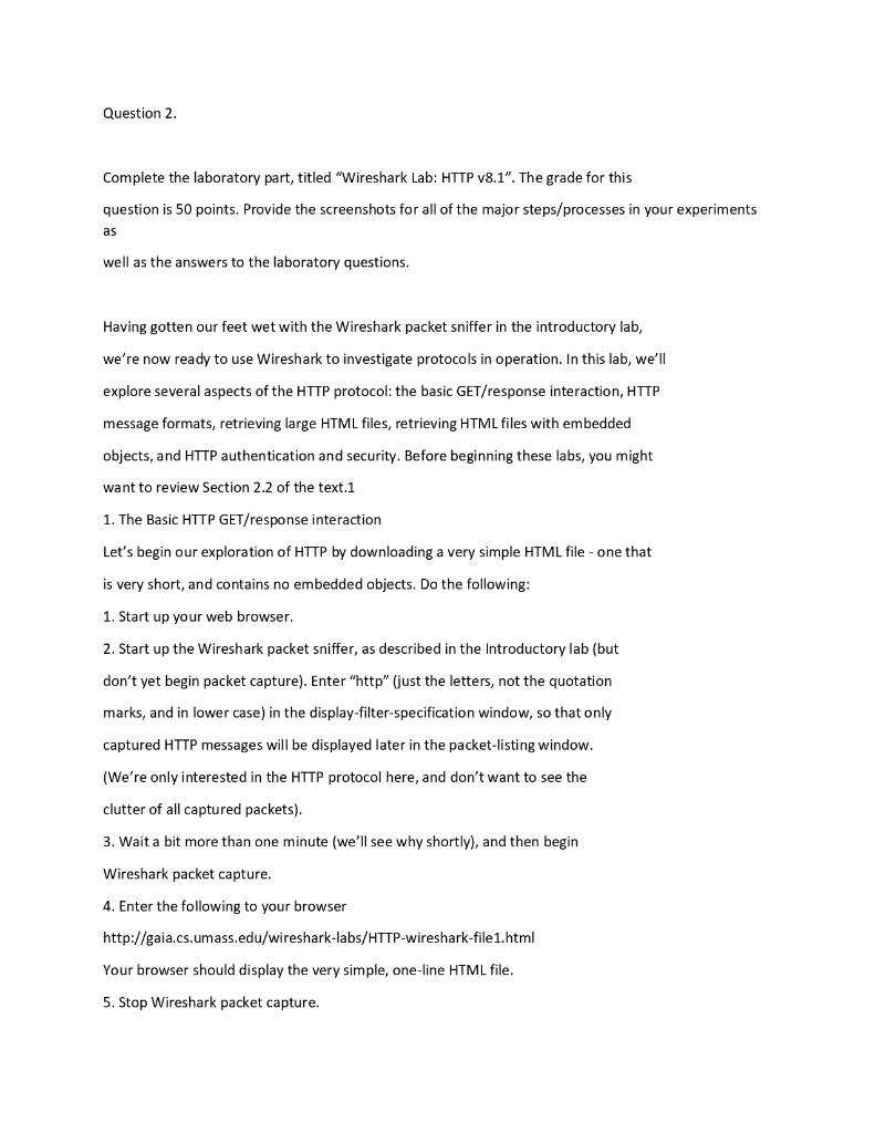 Solved Question 2. Complete the laboratory part, titled | Chegg.com