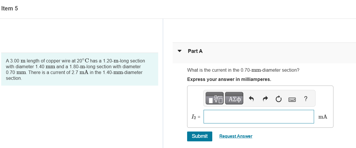 Solved Item 5A 3.00 m ﻿length of ﻿copper wire at 20°C ﻿has | Chegg.com