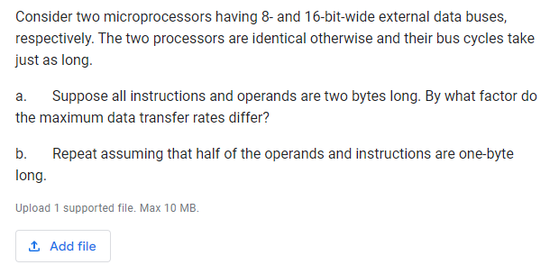 Solved by an EXPERT Consider two microprocessors having 8 - ﻿and | Chegg.com