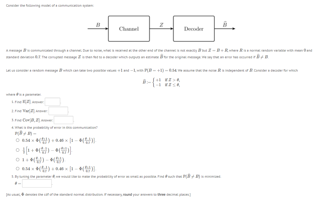 Solved Consider the following model of a communication | Chegg.com