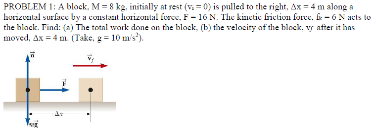 Solved PROBLEM 1: A block, M=8kg, ﻿initially at rest (vi=0) | Chegg.com