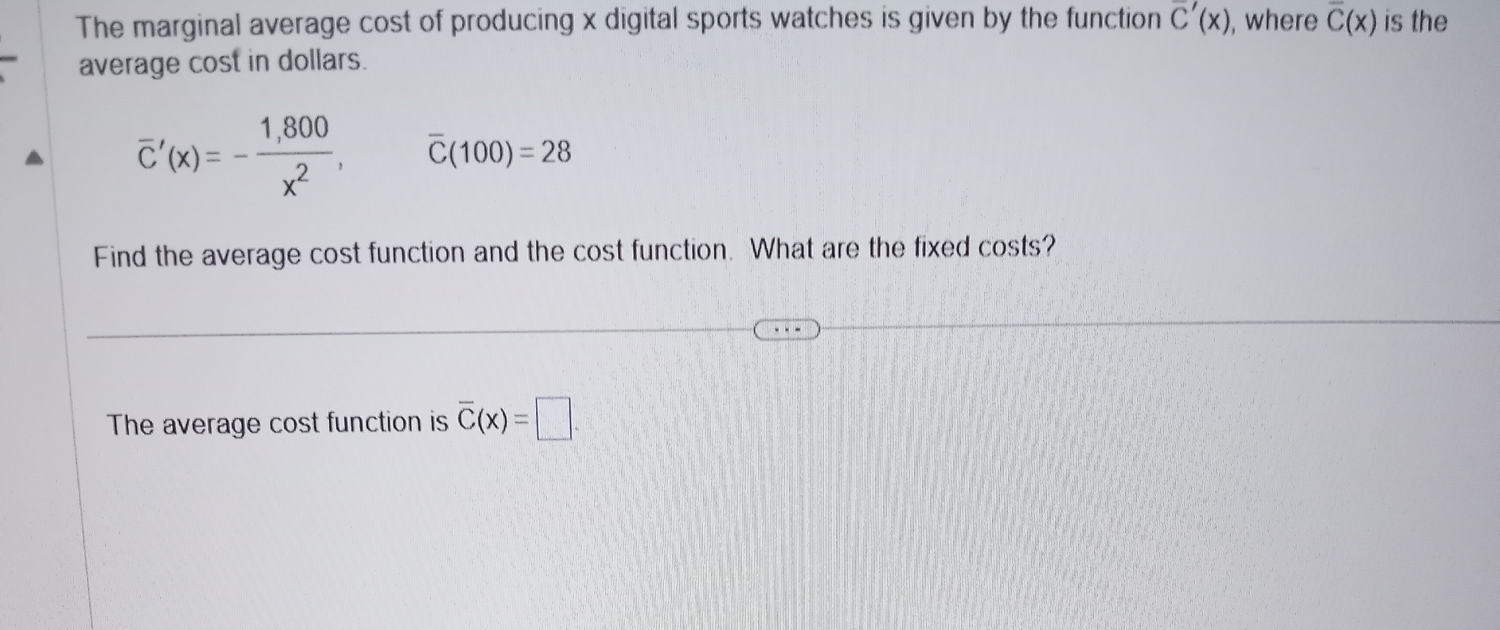 Solved The marginal average cost of producing x digital | Chegg.com