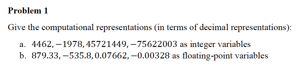 Solved Problem 1 Give the computational representations (in | Chegg.com