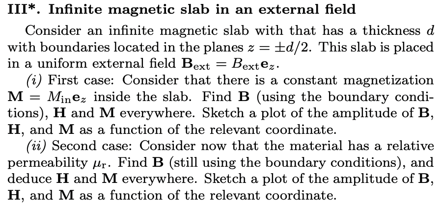 Solved III*. Infinite magnetic slab in an external field | Chegg.com