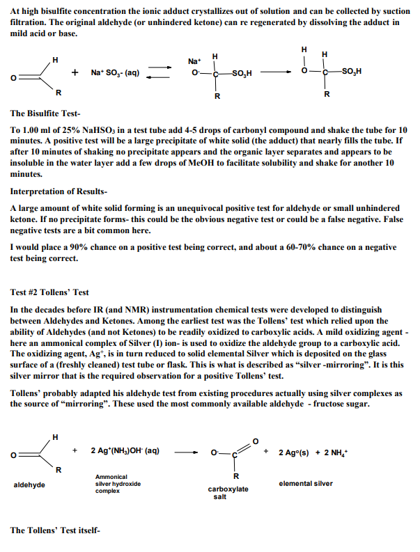 At high bisulfite concentration the ionic adduct | Chegg.com