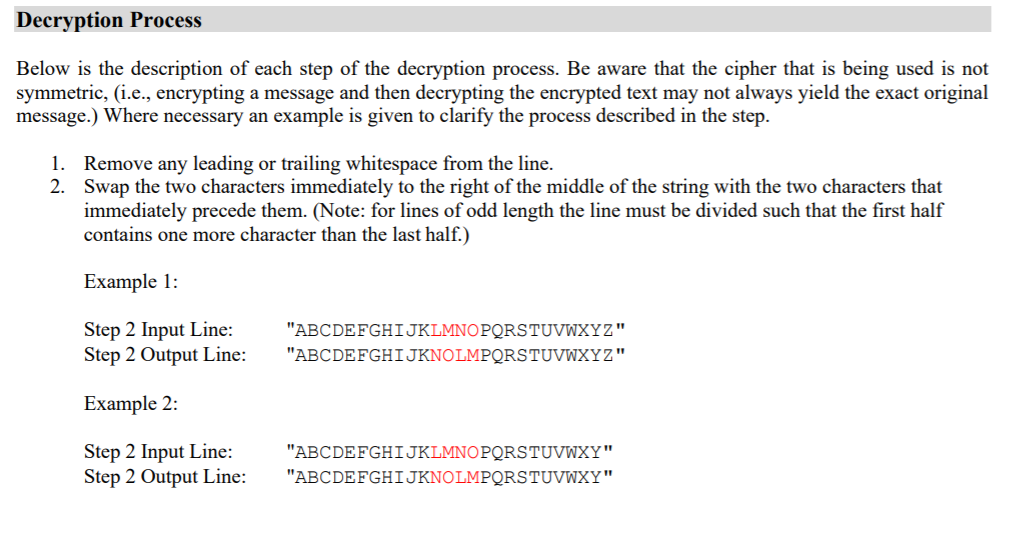 Decryption Process Below is the description of each | Chegg.com