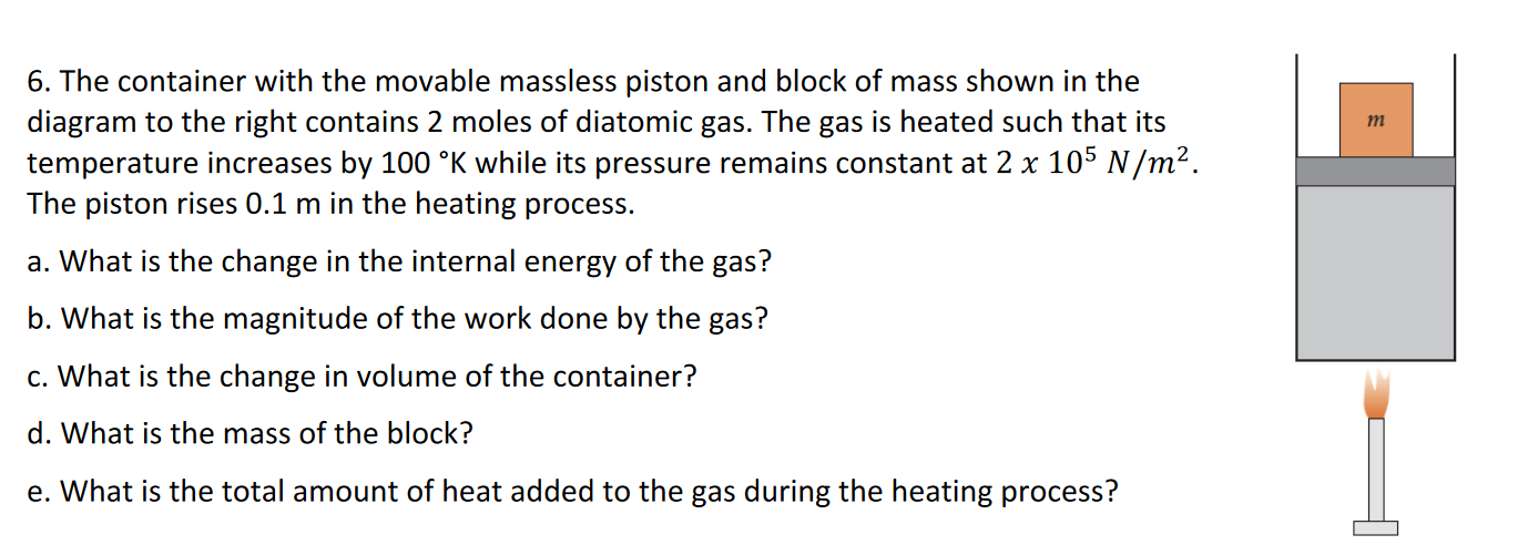 Solved m 6. The container with the movable massless piston | Chegg.com
