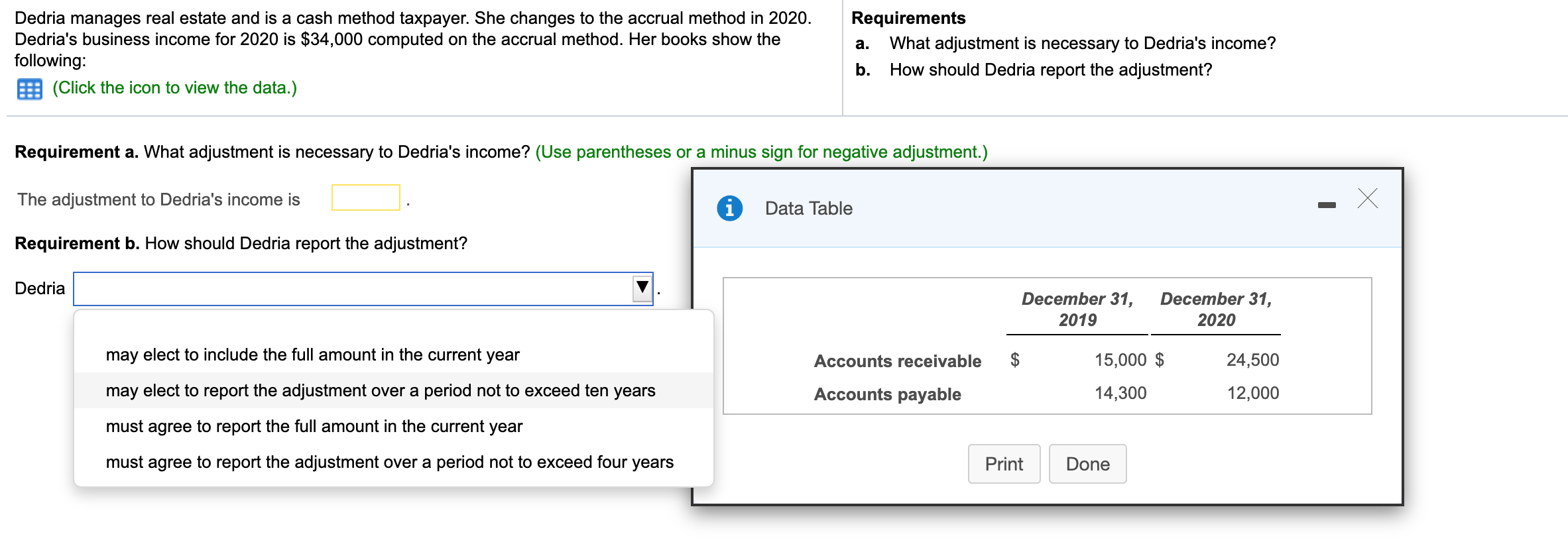 Solved Dedria manages real estate and is a cash method | Chegg.com