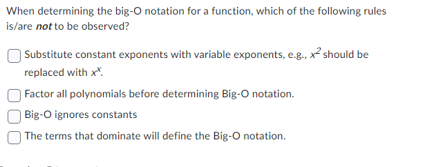 Solved When determining the big-O notation for a function, | Chegg.com