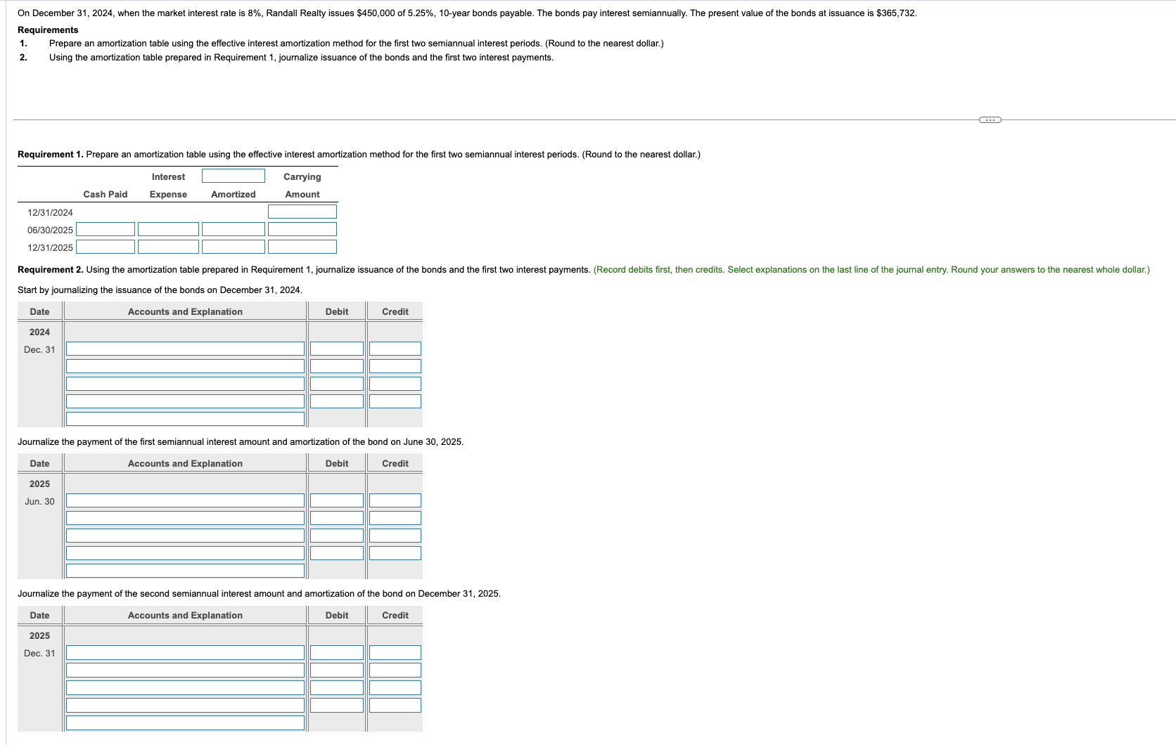 Solved Requirements 1. Prepare an amortization table using | Chegg.com