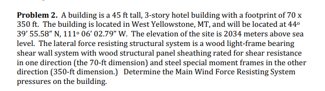 Problem 2. A building is a 45 ft tall, 3-story hotel | Chegg.com