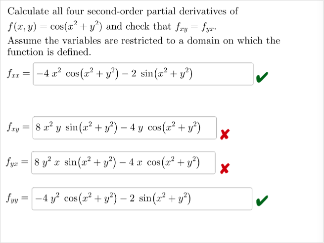 Solved Calculate all four second-order partial derivatives | Chegg.com
