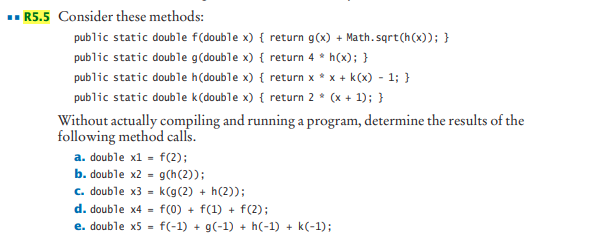 Solved 5.5 Consider these methods: pub1ic static double f( | Chegg.com