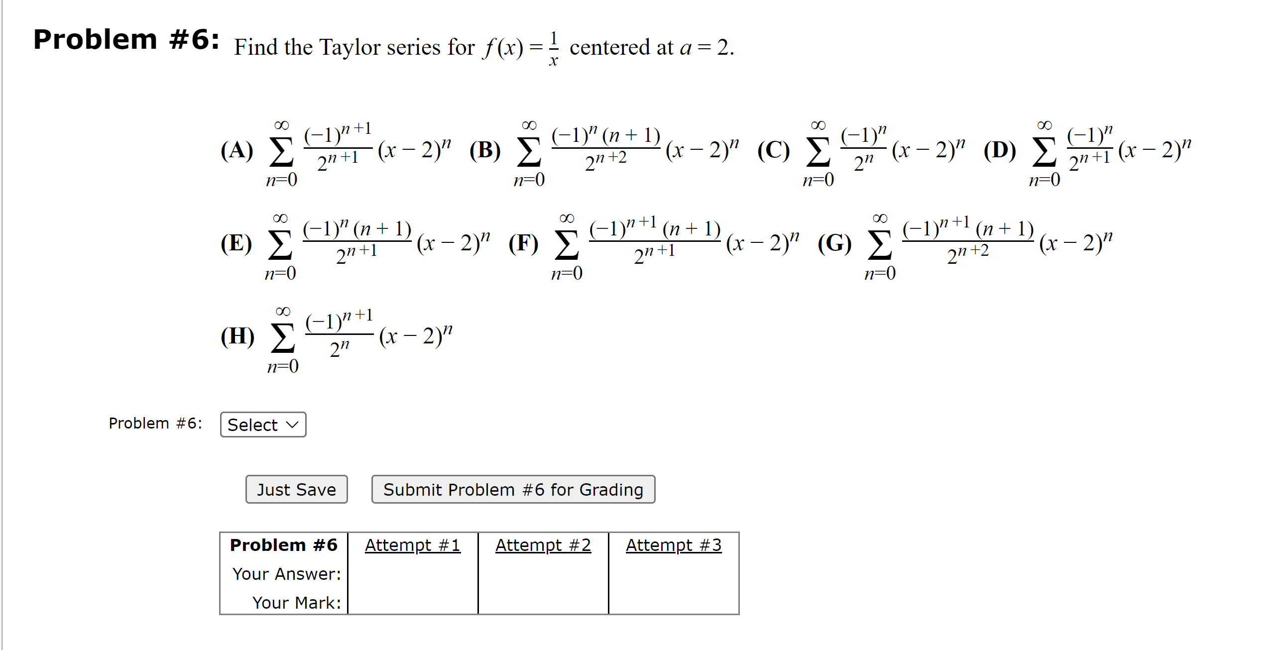 Solved Problem \#6: Find the Taylor series for f(x)=x1 | Chegg.com