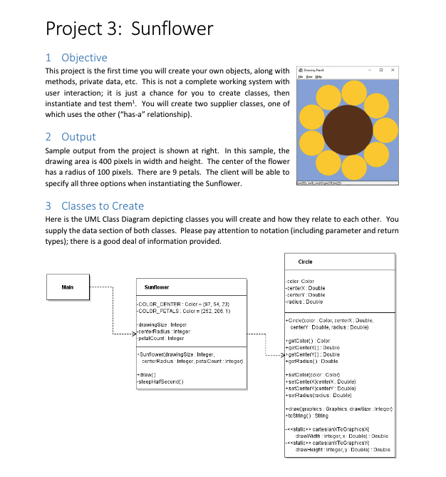 Solved Project 3: Sunflower 1 Objective This project is the | Chegg.com