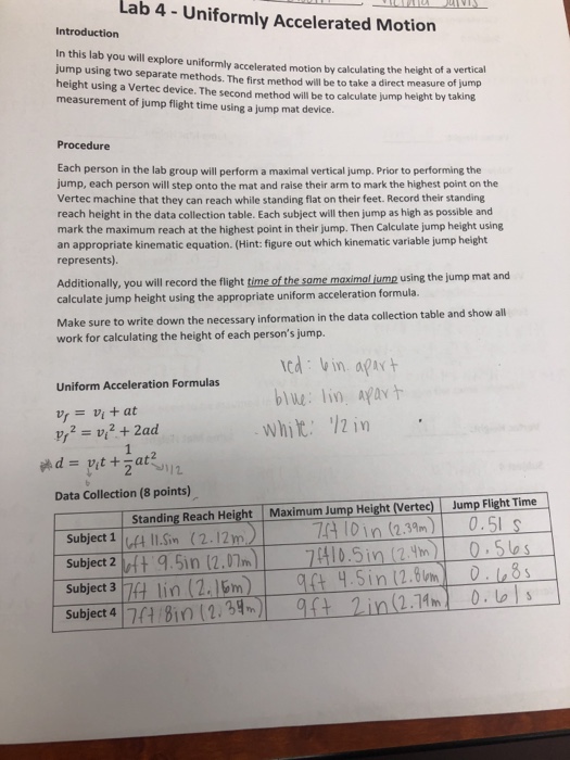 Solved Lab 4 - Uniformly Accelerated Motion Introduction In | Chegg.com