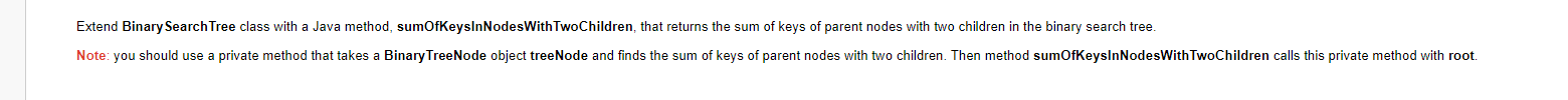 Solved Extend Binary Search Tree class with a Java method, | Chegg.com