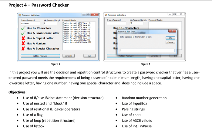 Solved Project 4-Password Checker Figure 1 Figure 2 In this | Chegg.com